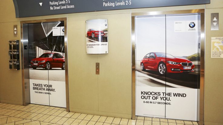 Elevator decals. Custom wall decals printed. - Bay Media