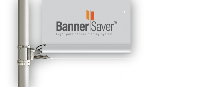 BannerSaver Outdoor Street Light Pole Banner Brackets and Banners.